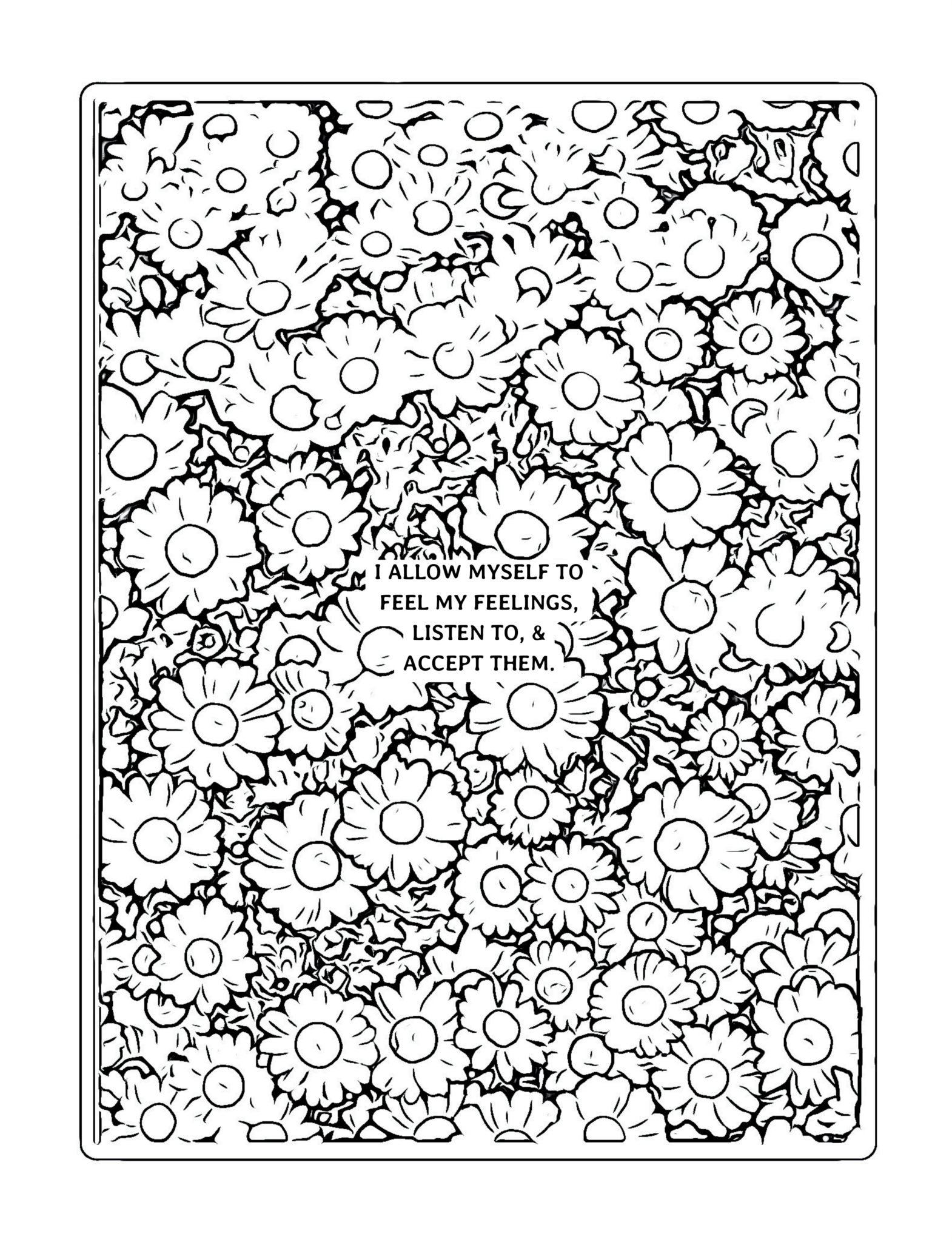 Coloring Page: “I Allow Myself to Feel My Feelings” – Chrysanthemum Stories